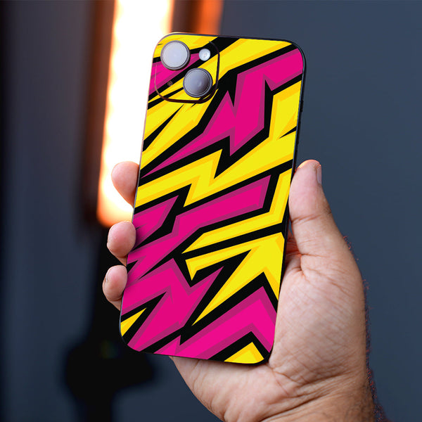 Yellow & Pink Racing Stripes Mobile Skin