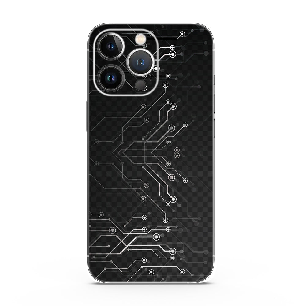 Black Digital Circuit Mobile Skin – Futuristic Aesthetic