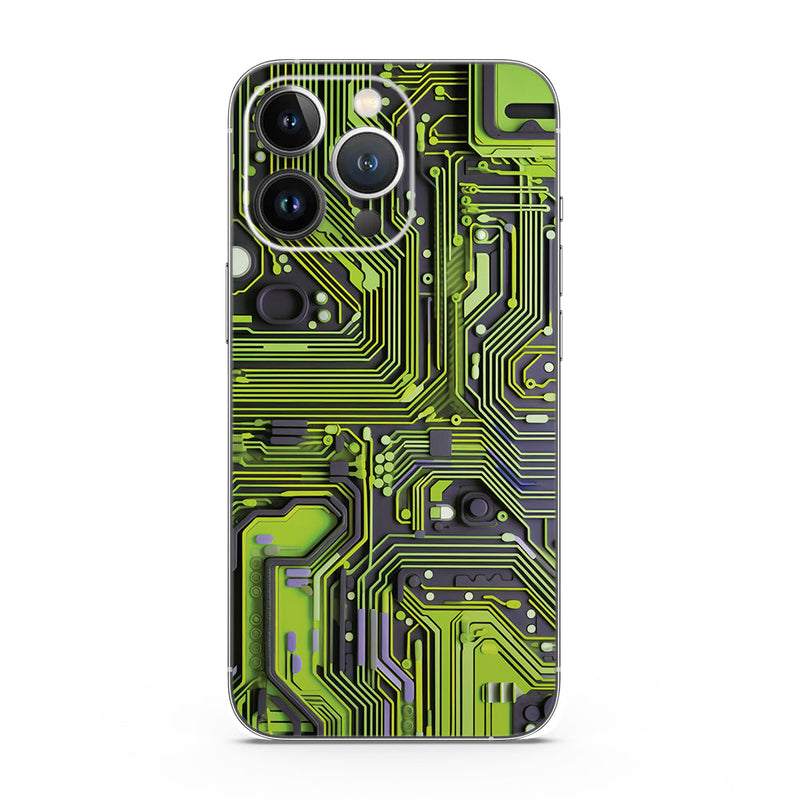 Lime Green Circuit Design Mobile Skin for Sleek Devices