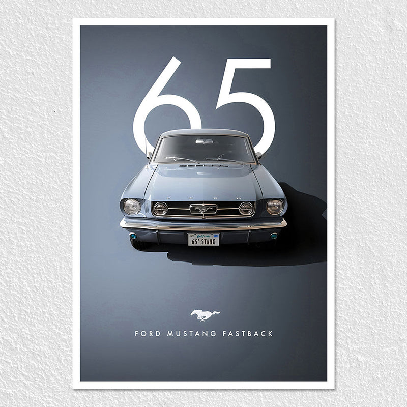 Steel Grey Mustang Fastback Poster - Classic Muscle