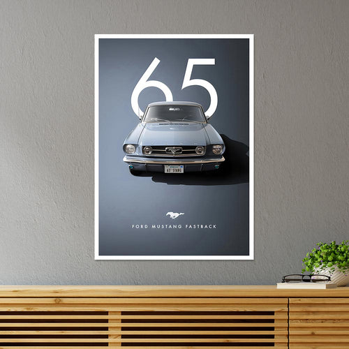 Steel Grey Mustang Fastback Poster - Classic Muscle
