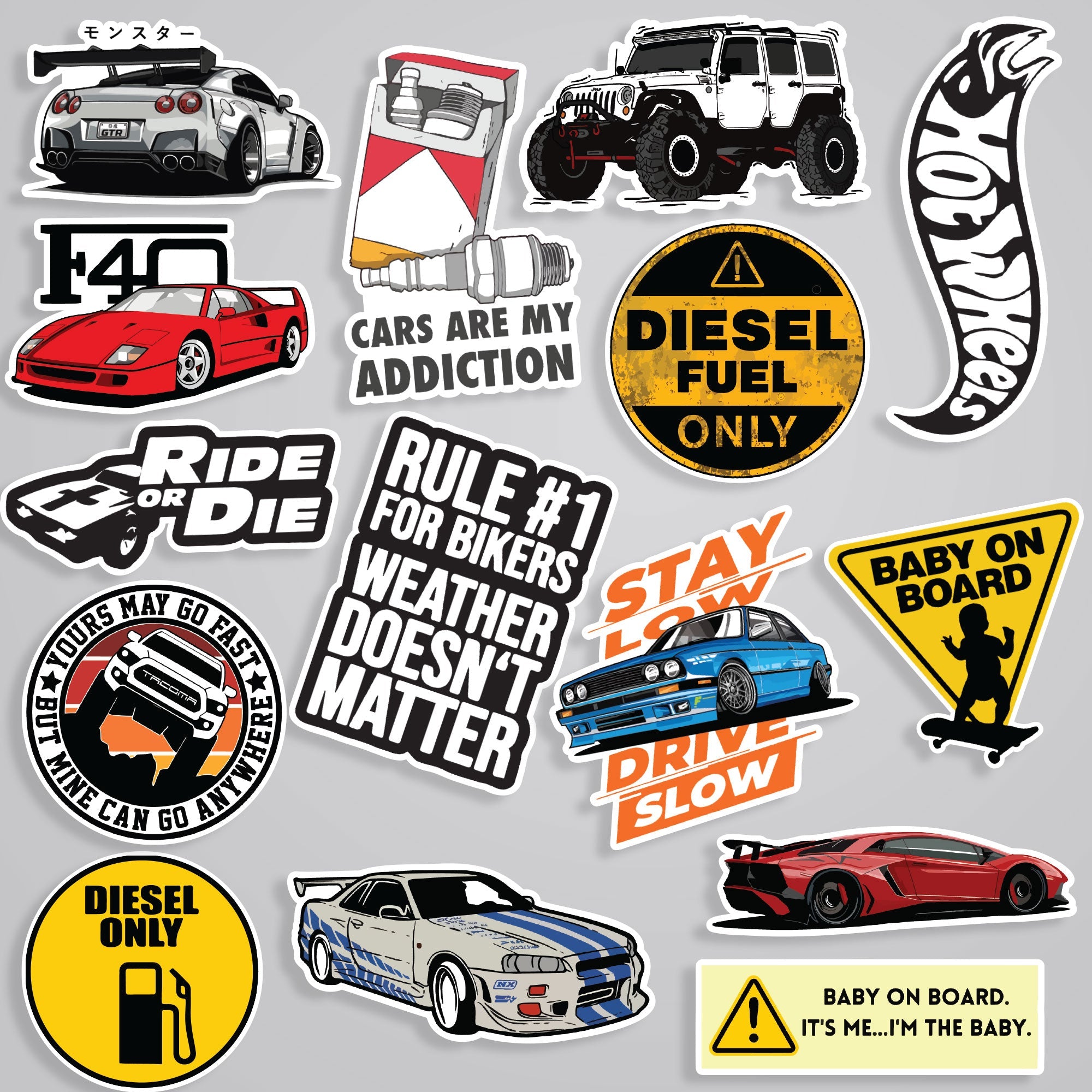 15 Cars & Bikes Stickers Pack 3 - Adventure