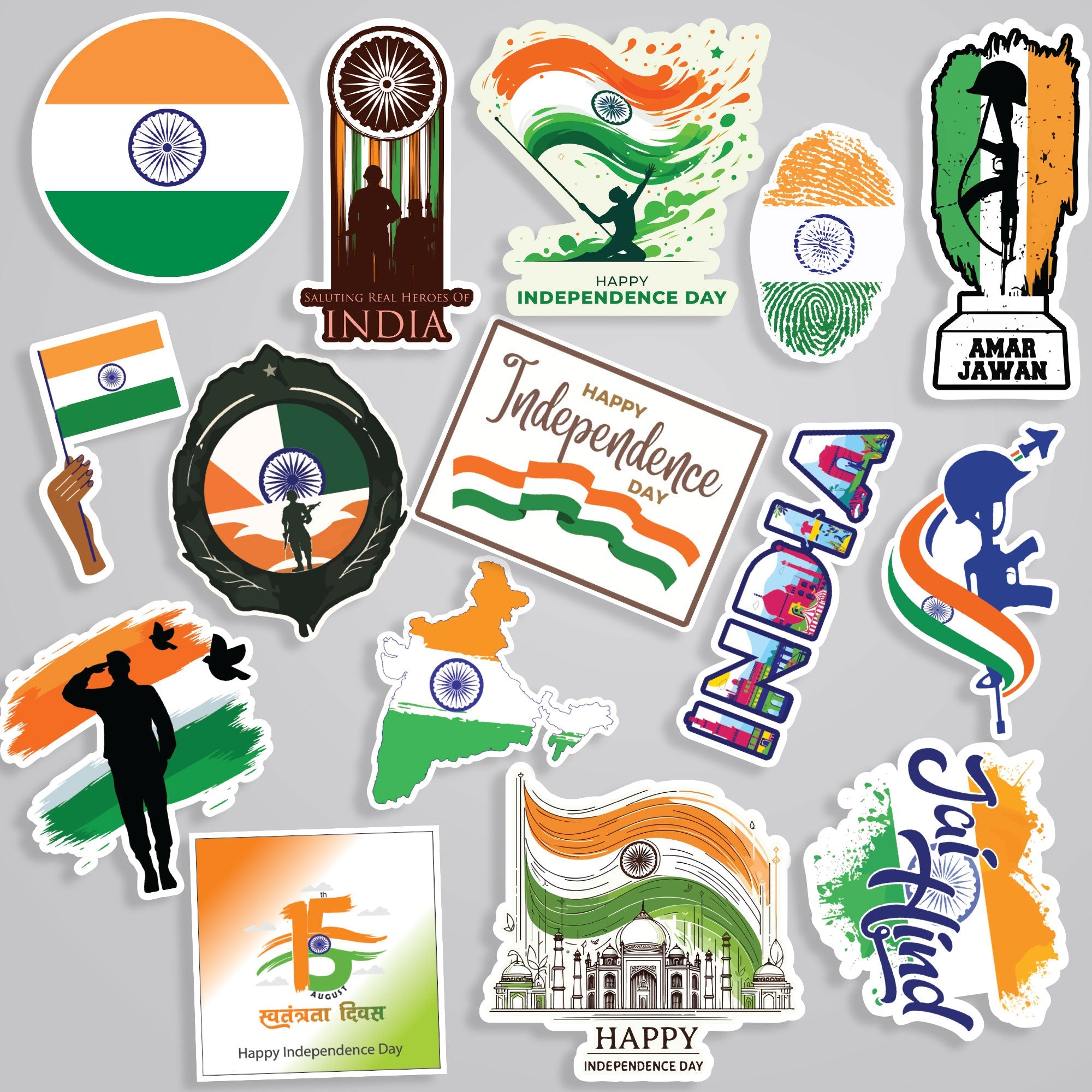 15 Independence Day Stickers Pack