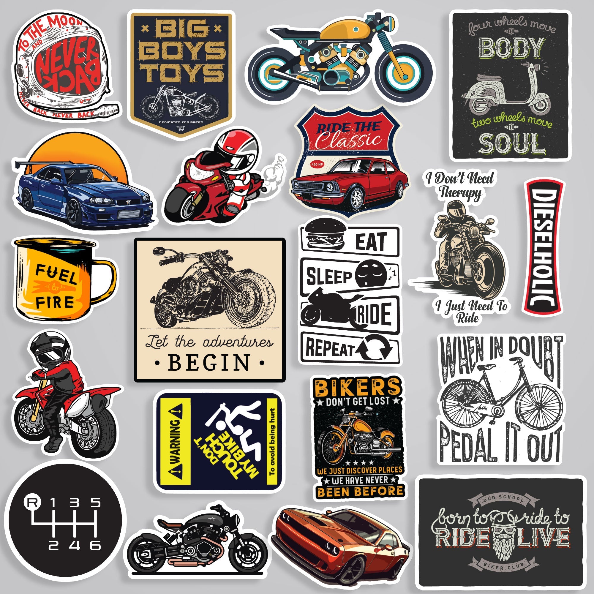 20 Cars & Bikes Stickers Pack 2 - Variety