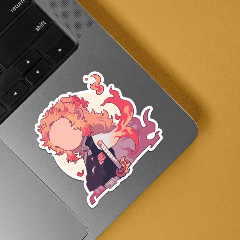 Chibi Rengoku with Flames - Cute Anime Stickers