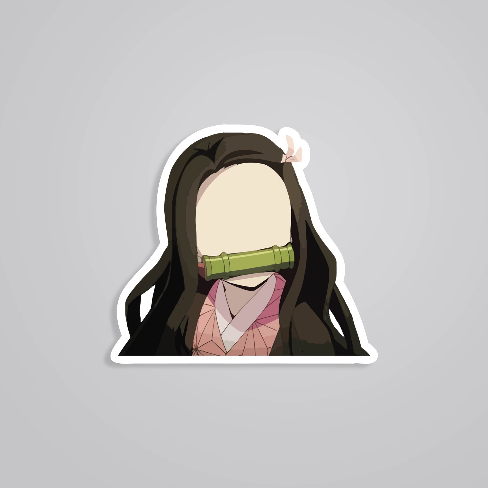 Nezuko with Bamboo Muzzle - Anime Sticker Art