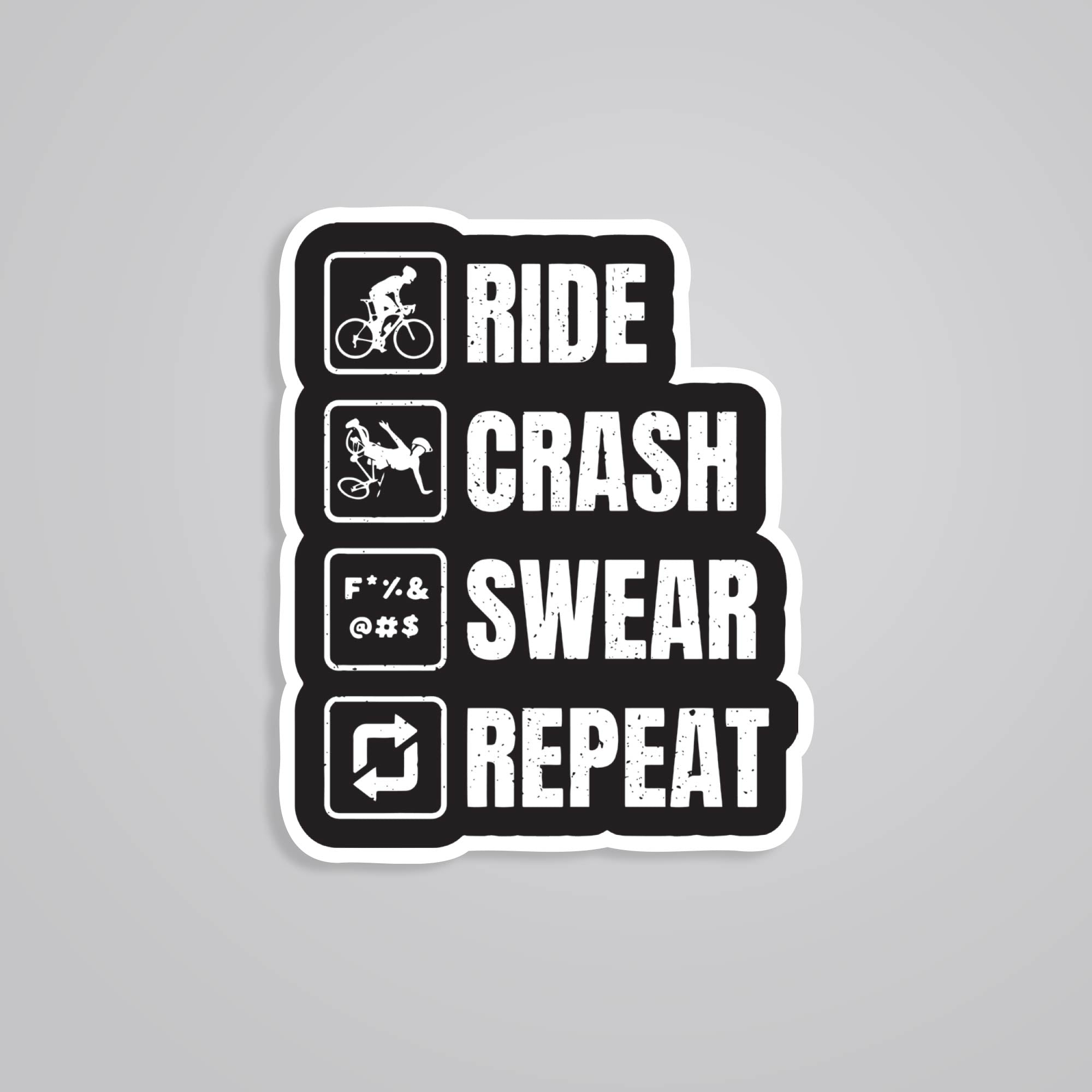 Ride Crash Swear Stickers - Fun