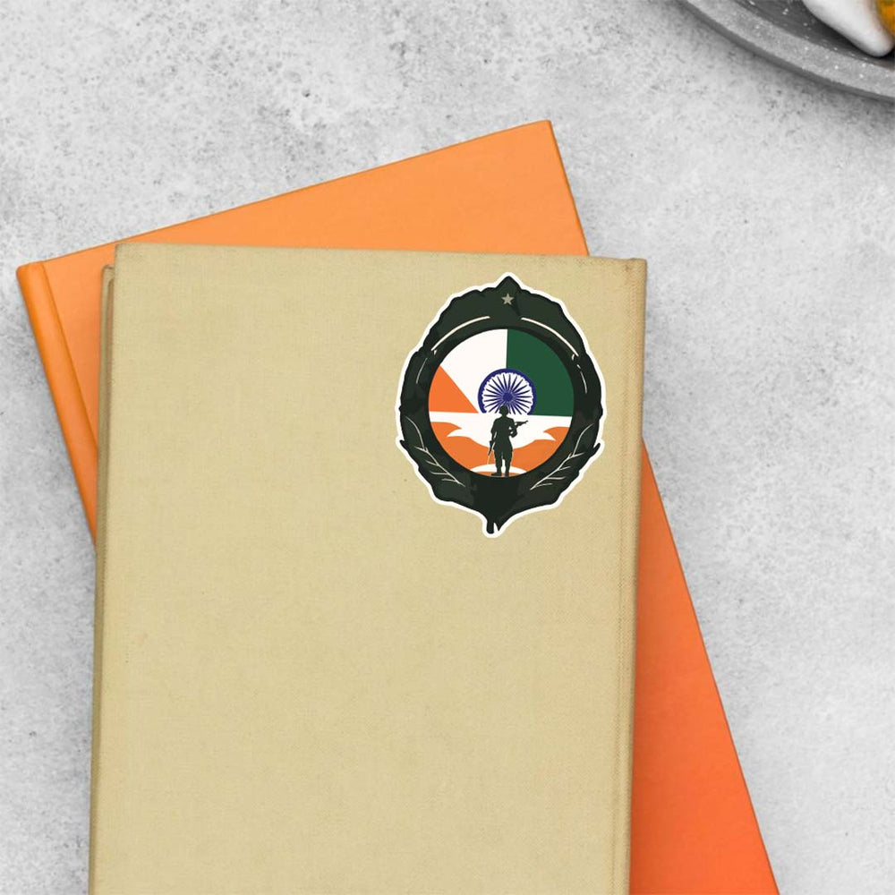Indian Flag Soldier Silhouette Stickers