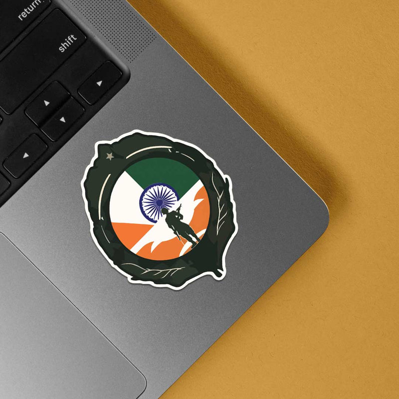 Indian Flag Soldier Silhouette Stickers