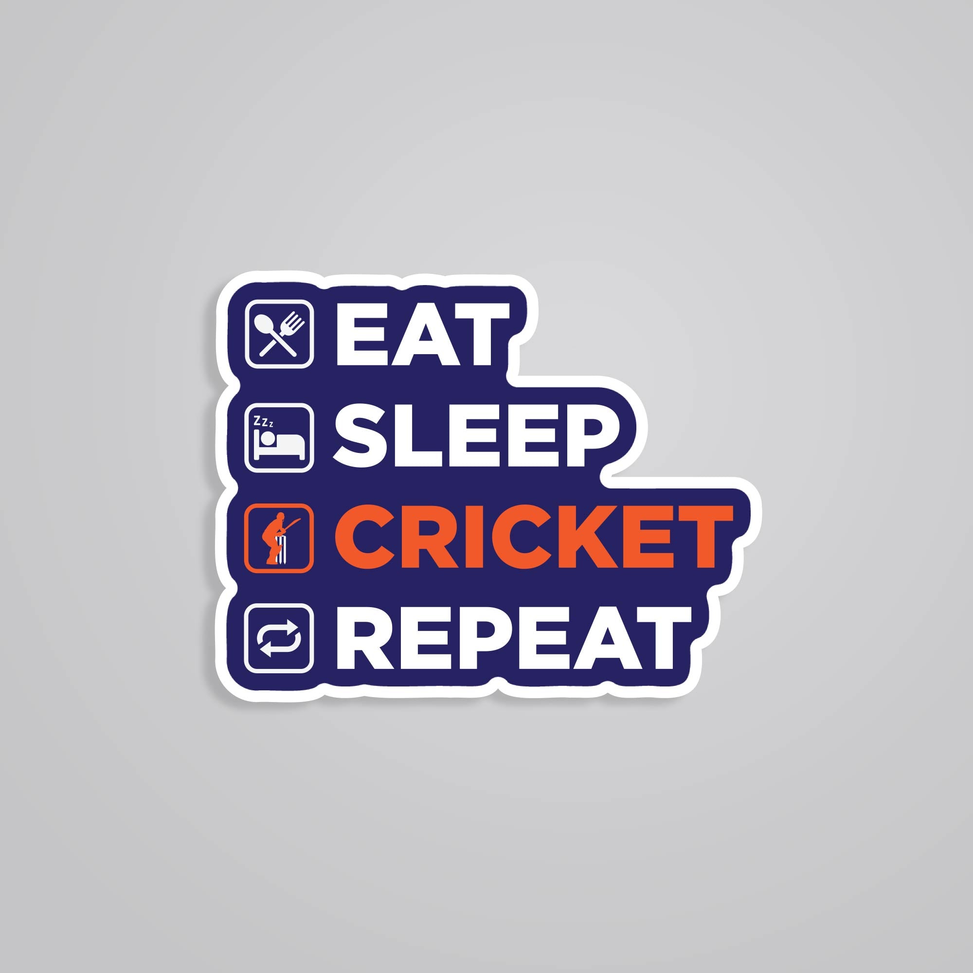Eat Sleep Cricket Stickers - Blue Edition