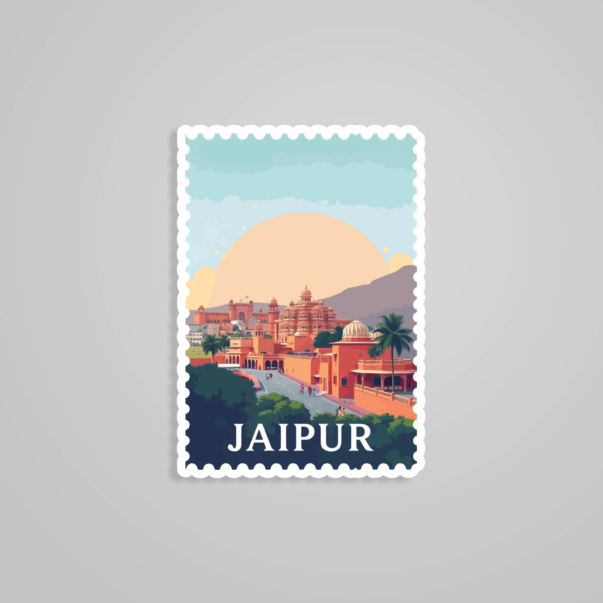 Jaipur Travel Post Stamp Sticker Set