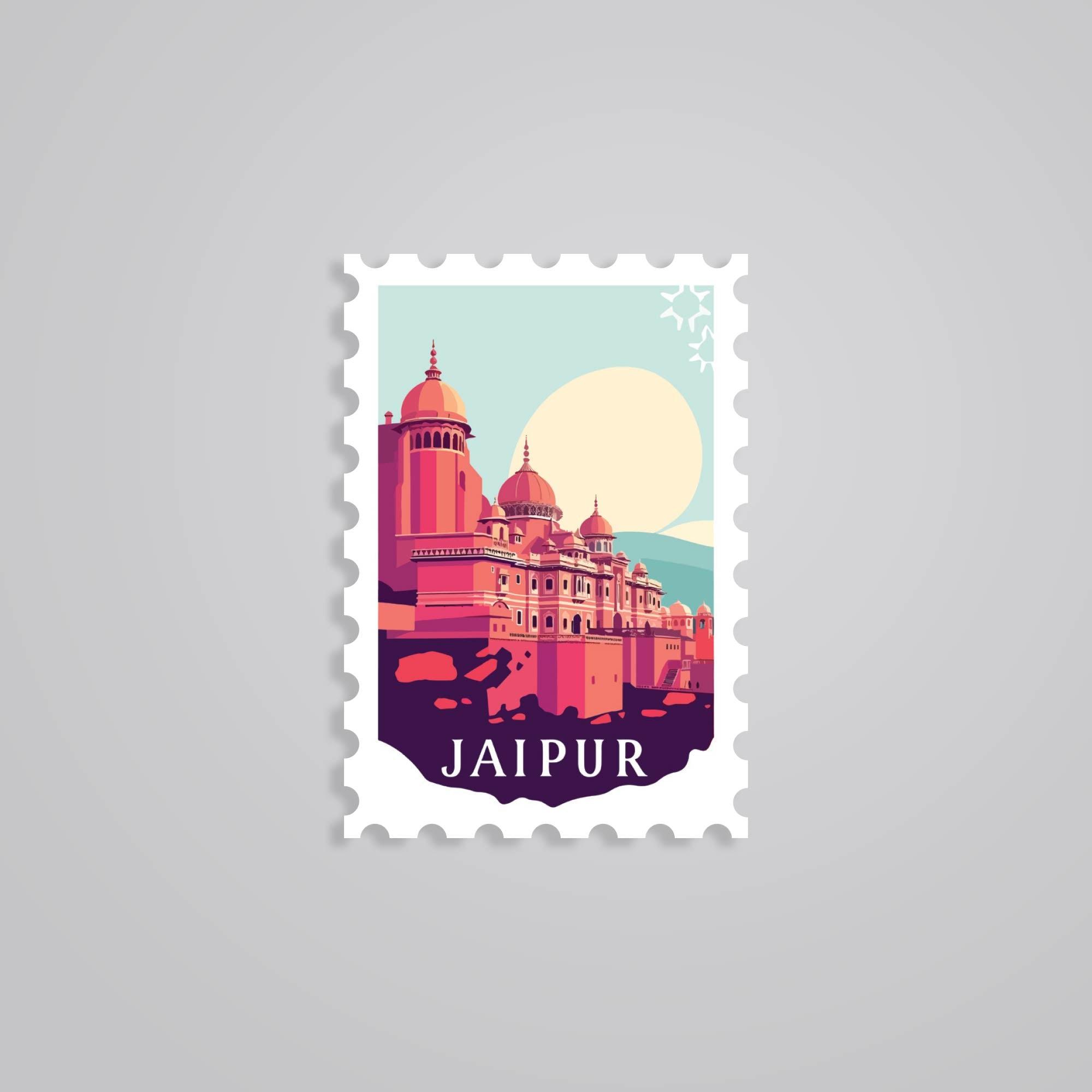 Jaipur Pink Post Stamp Travel Sticker Set