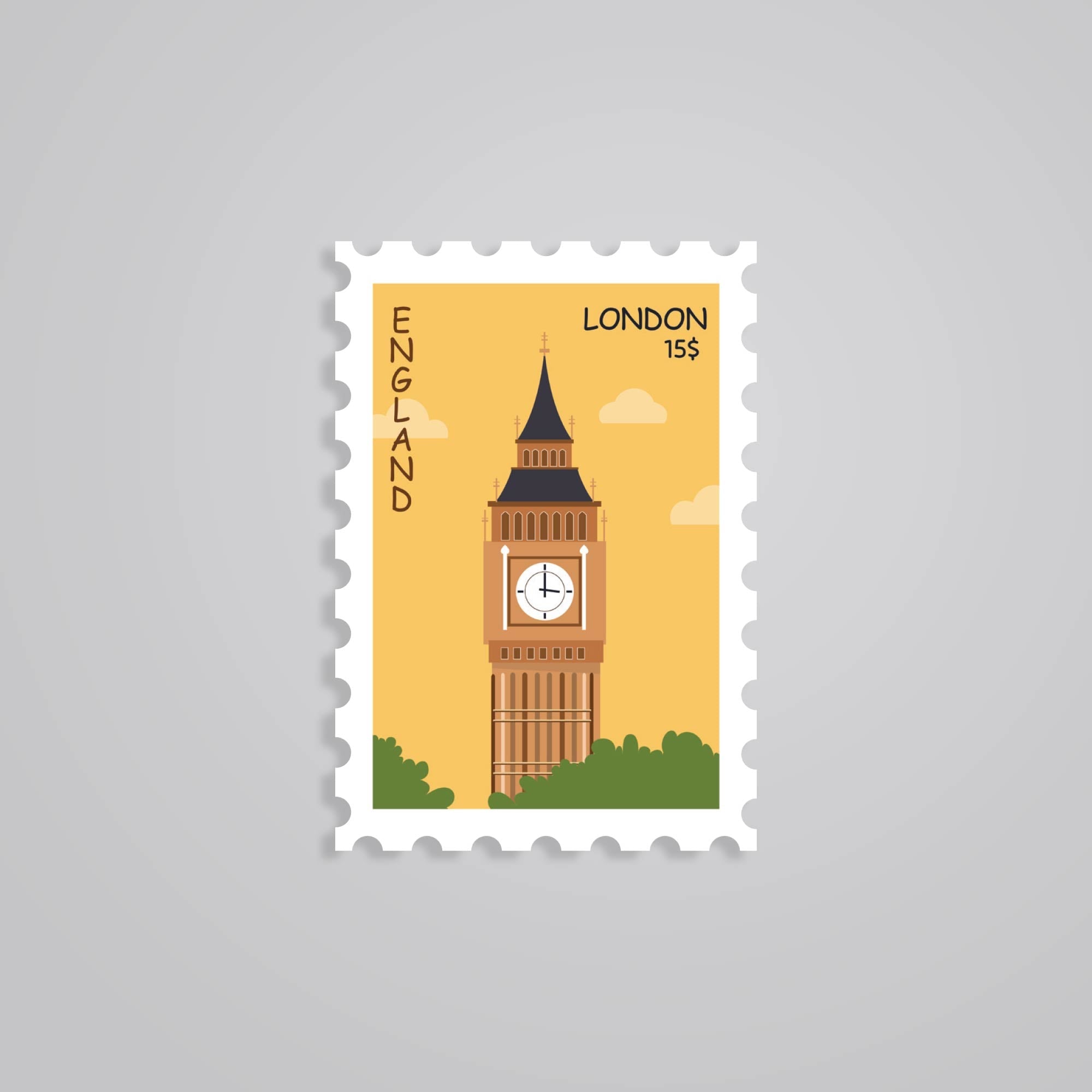 London England Post Stamp Travel Sticker Set