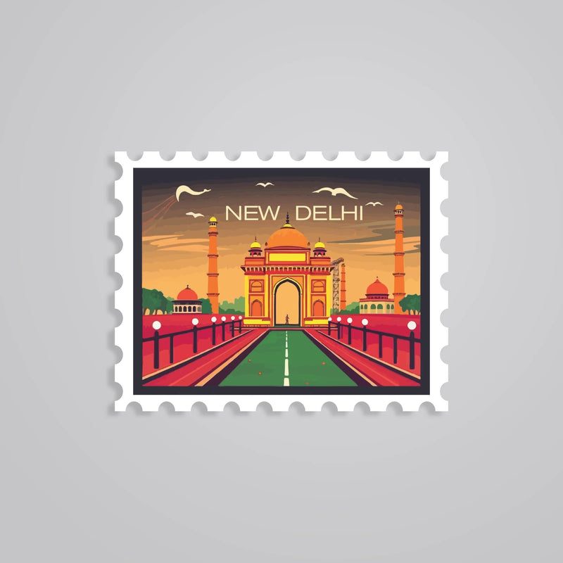 New Delhi Iconic Architecture Post Stamp Sticker
