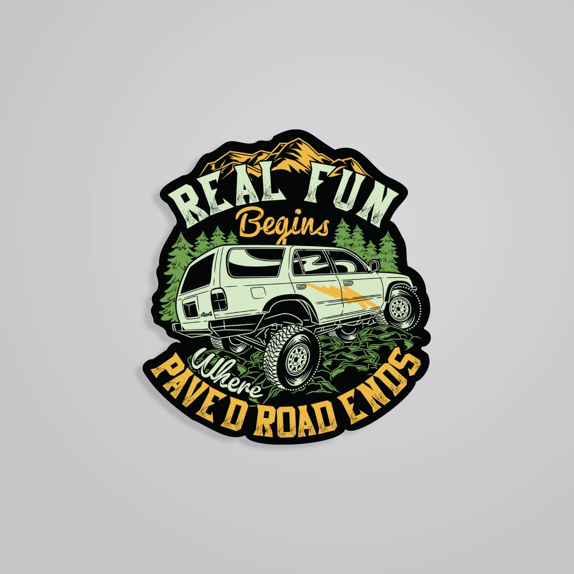 Offroad Fun Begins Where the Road Ends Stickers