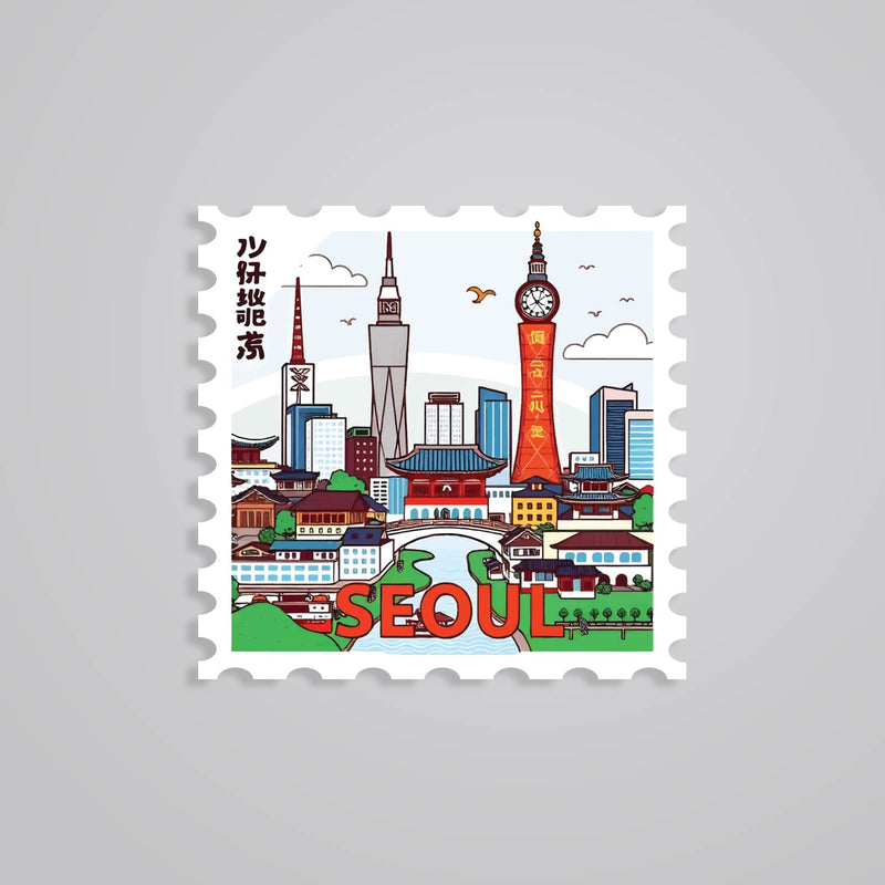 Seoul City Tower Views Post Stamp Stickers