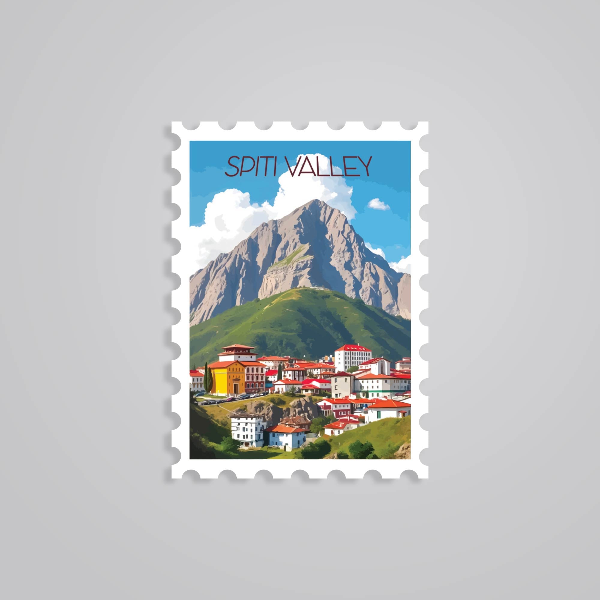 Spiti Valley Mountain Town Post Sticker Set