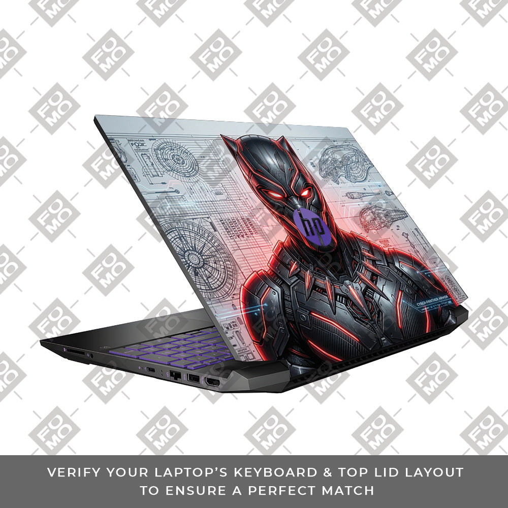 Futuristic Black Panther HP Pavilion Gaming 15 EC Series 3D Laptop Ski