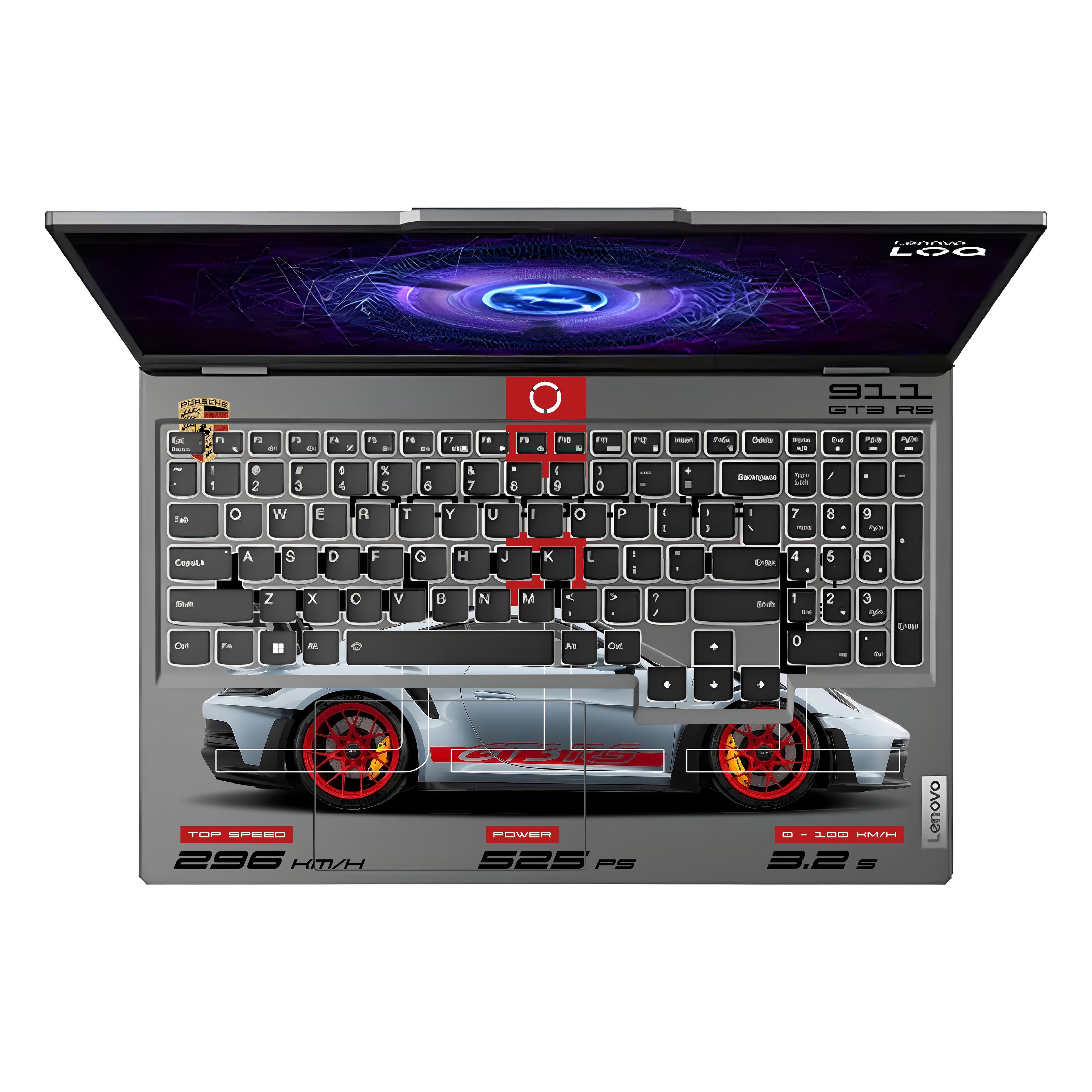 Transparent Porsche 911 GT3 RS Lenovo LOQ 2024, 2025 Laptop Skin