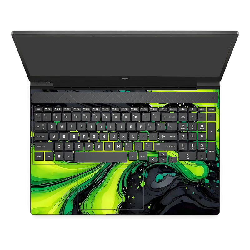 Neon Green Paint Swirls HP Victus Laptop Skin