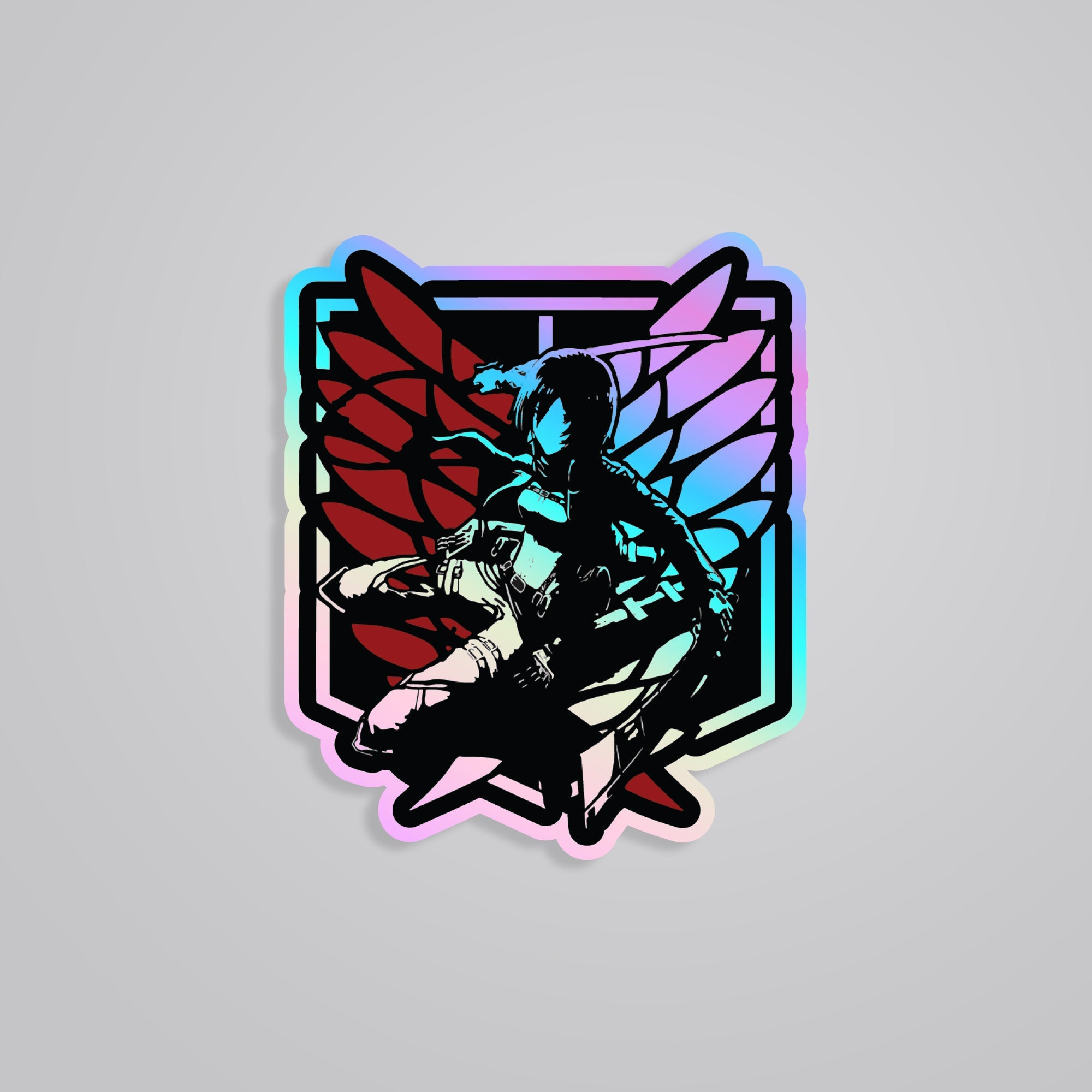 Mikasa Ackerman AOT Anime Holographic Sticker – Unleash the Strength of ...