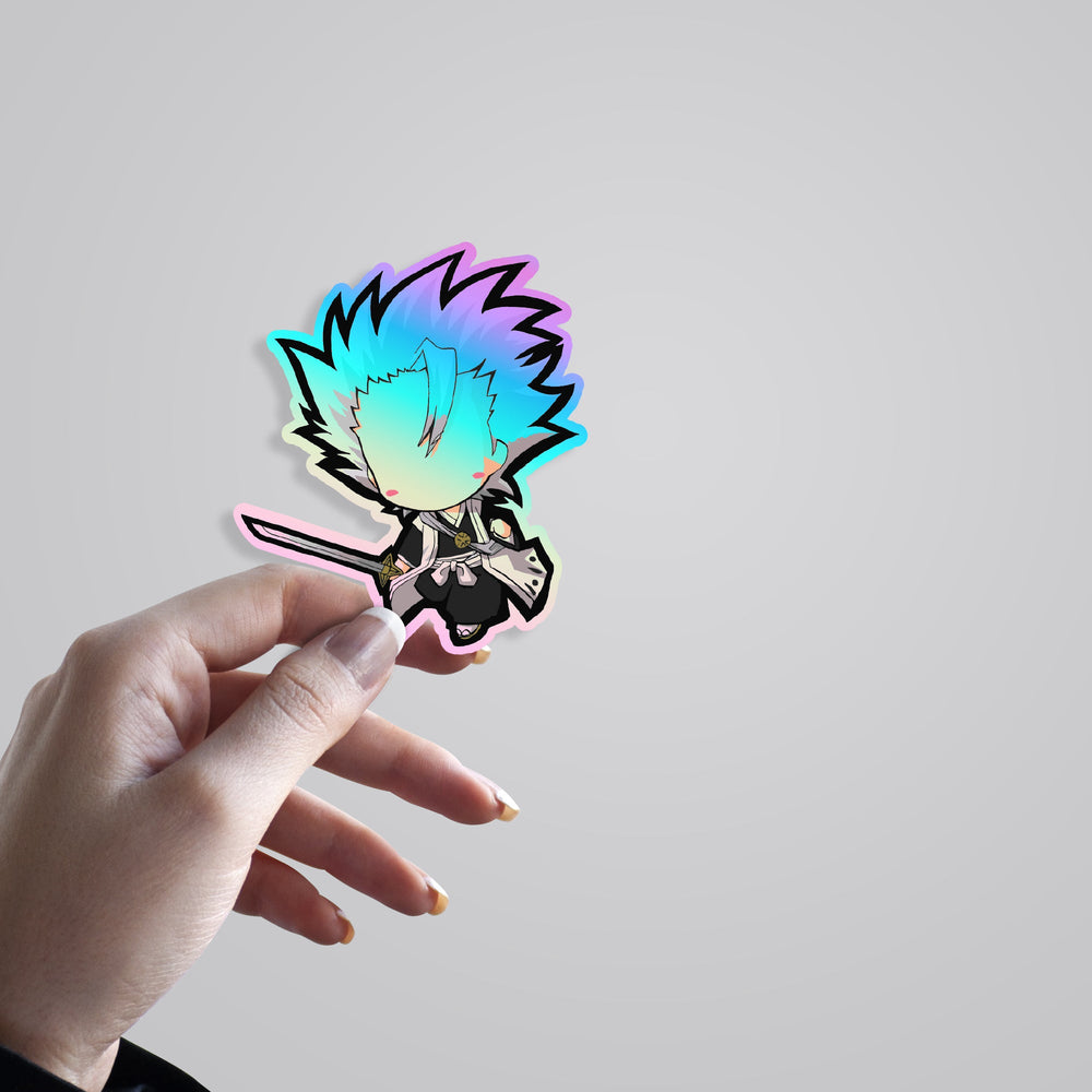 Toshiro Chibi Bleach Anime Holographic Sticker – Freeze Time with Cute ...