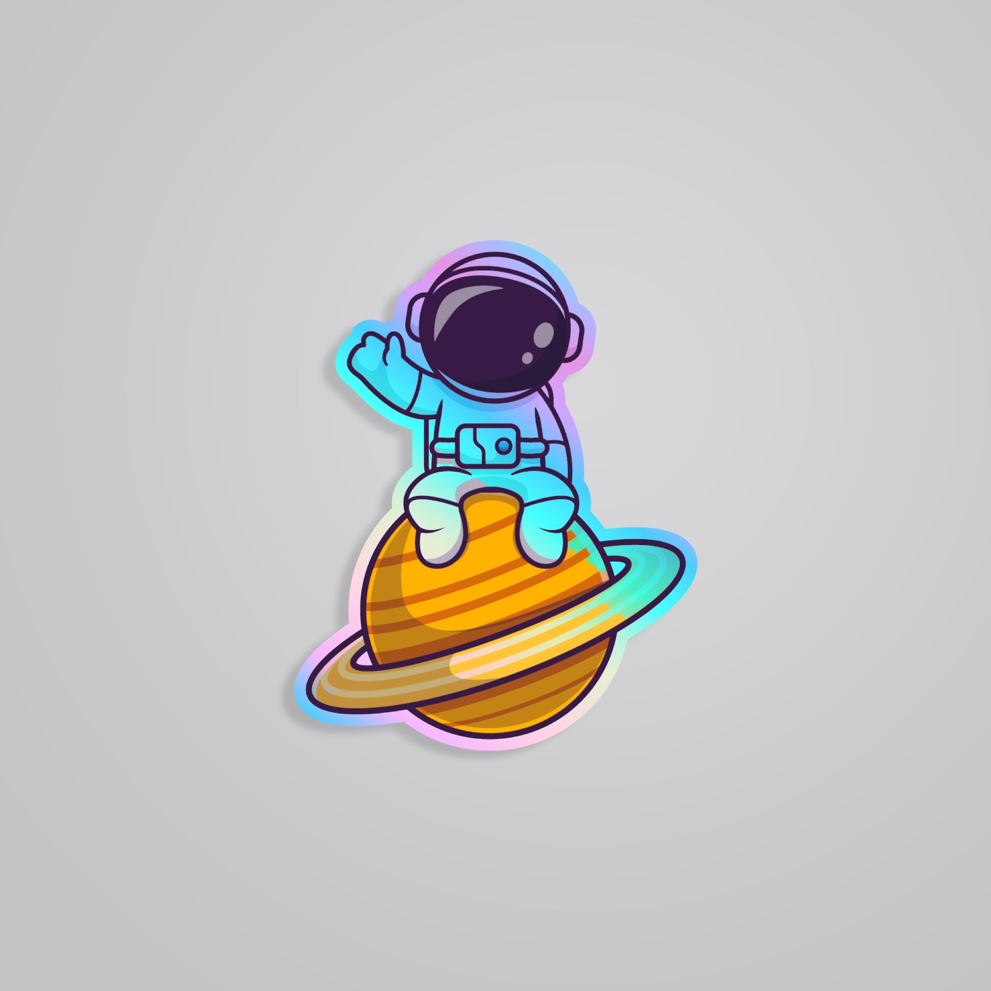 Saturn Astronaut Holographic Sticker – Explore the Cosmos in Style with ...
