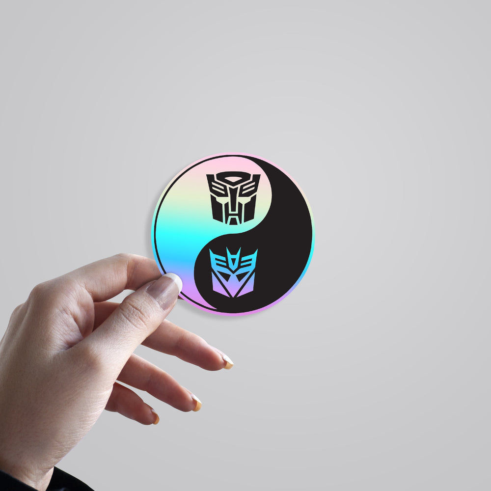 Autobot & Decepticon in Black & White Holographic Sticker – Unleash ...