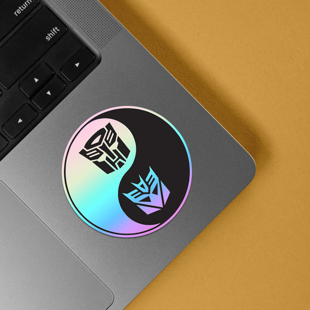 Autobot & Decepticon in Black & White Holographic Sticker – Unleash ...