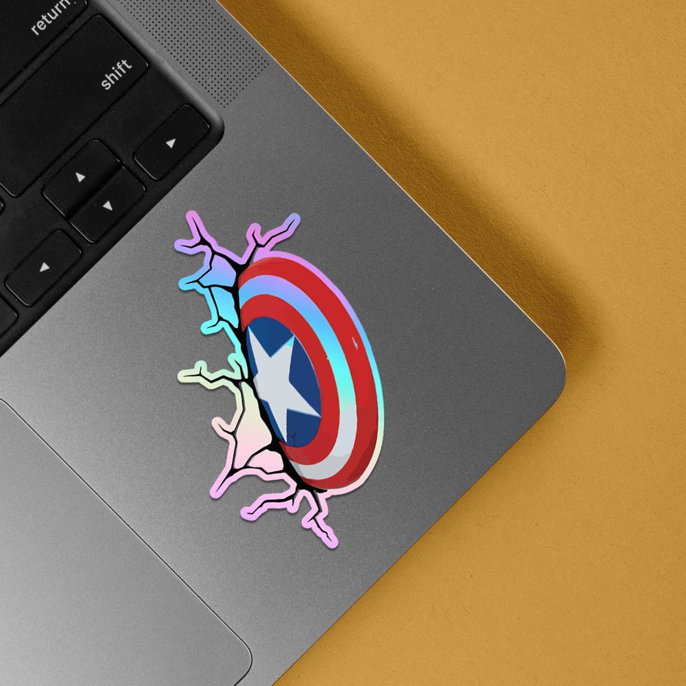 Captain America's Shield Stuck in Wall MCU Holographic Sticker ...