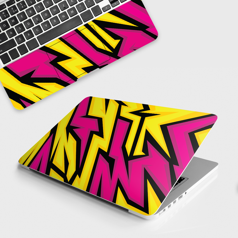 Race Ahead in Style with Yellow & Pink Racing Stripes Laptop Skin ...