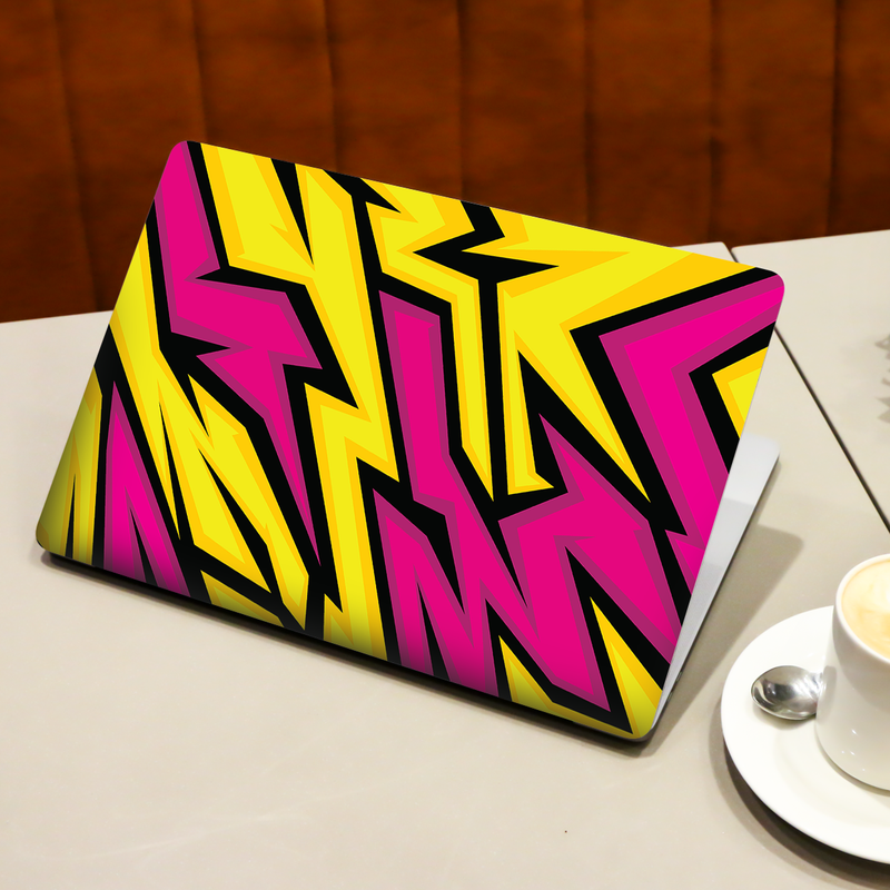 Race Ahead in Style with Yellow & Pink Racing Stripes Laptop Skin ...