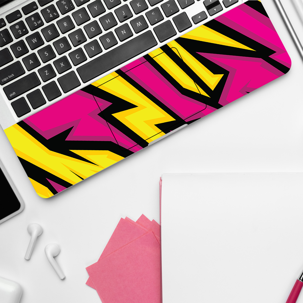 Race Ahead in Style with Yellow & Pink Racing Stripes Laptop Skin ...