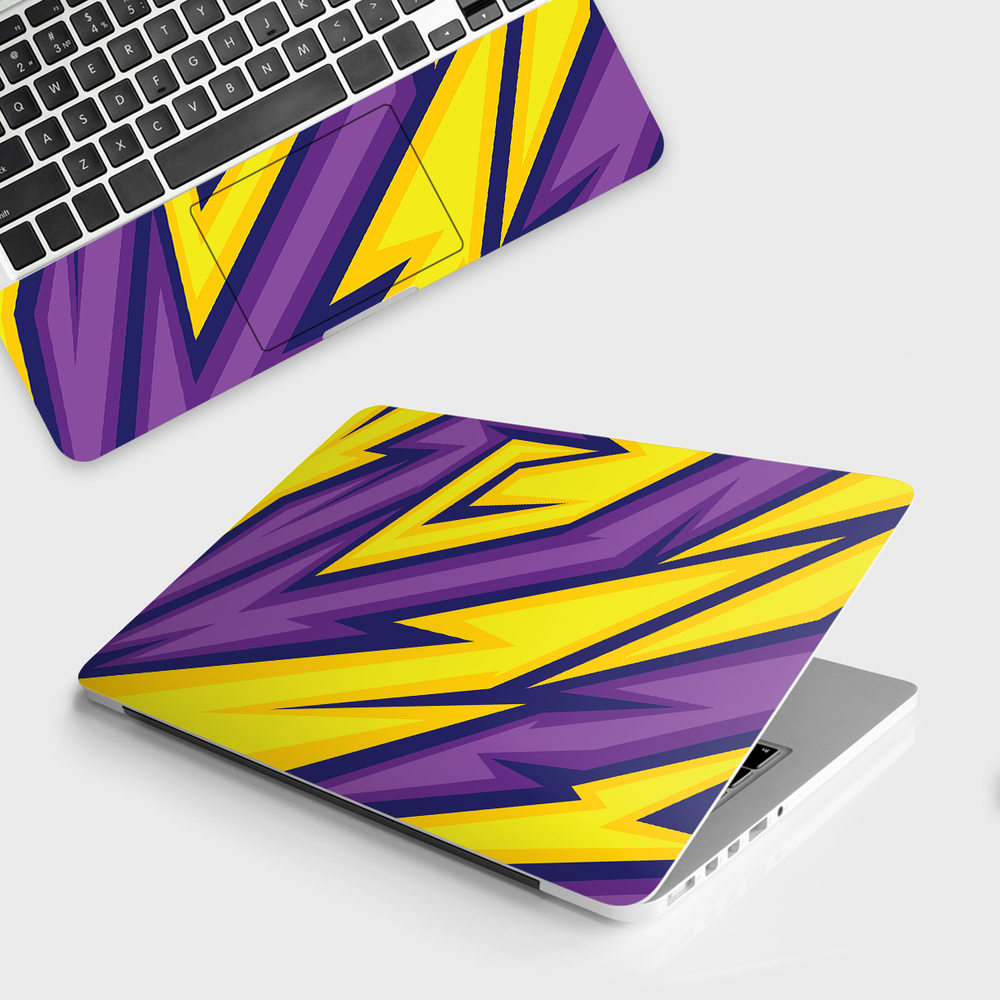 Rev Up Your Laptop with Yellow & Purple Racing Stripes Laptop Skin ...