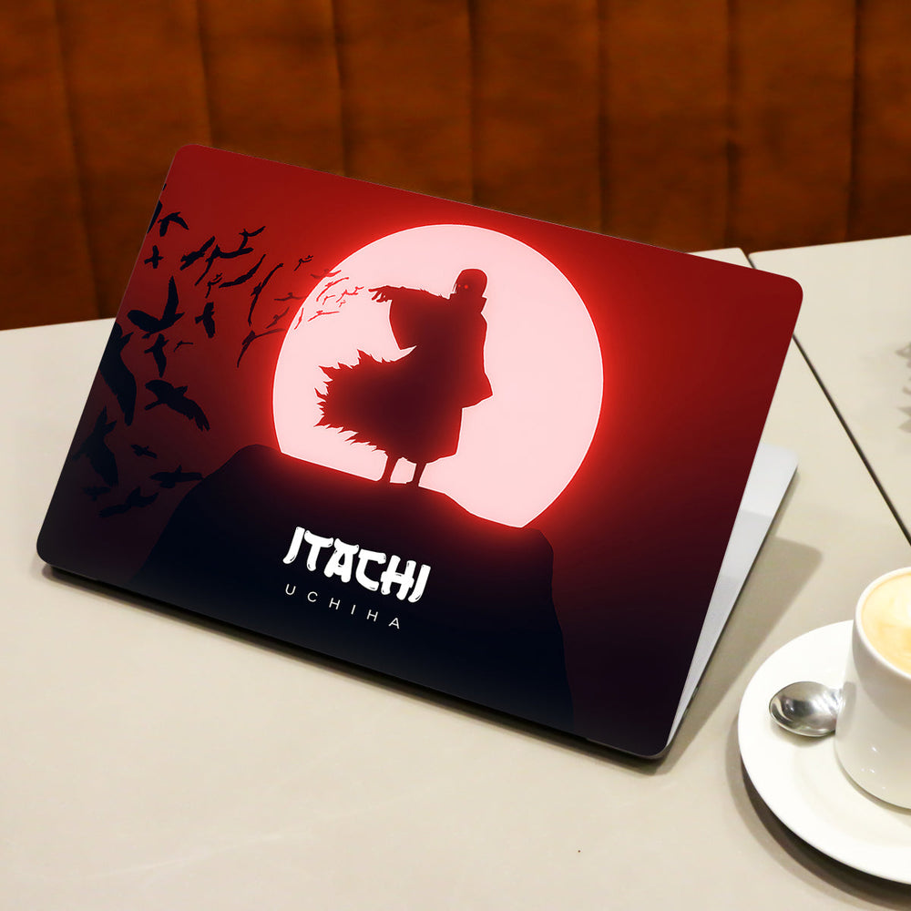 Under the Red Moon: Itachi Uchiha Naruto Anime Laptop Skin for True Fans