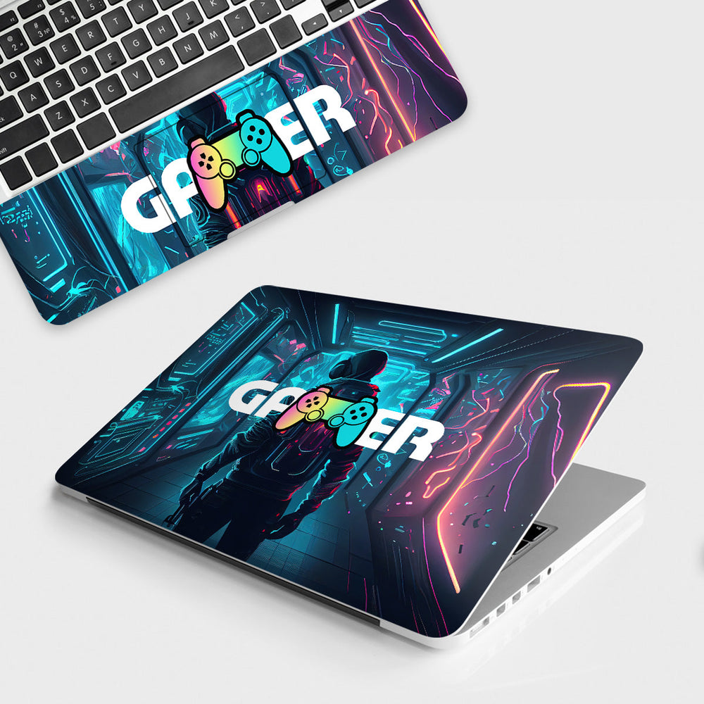 Show Your Gaming Pride with Gamer in Glowing Background Laptop Skin ...