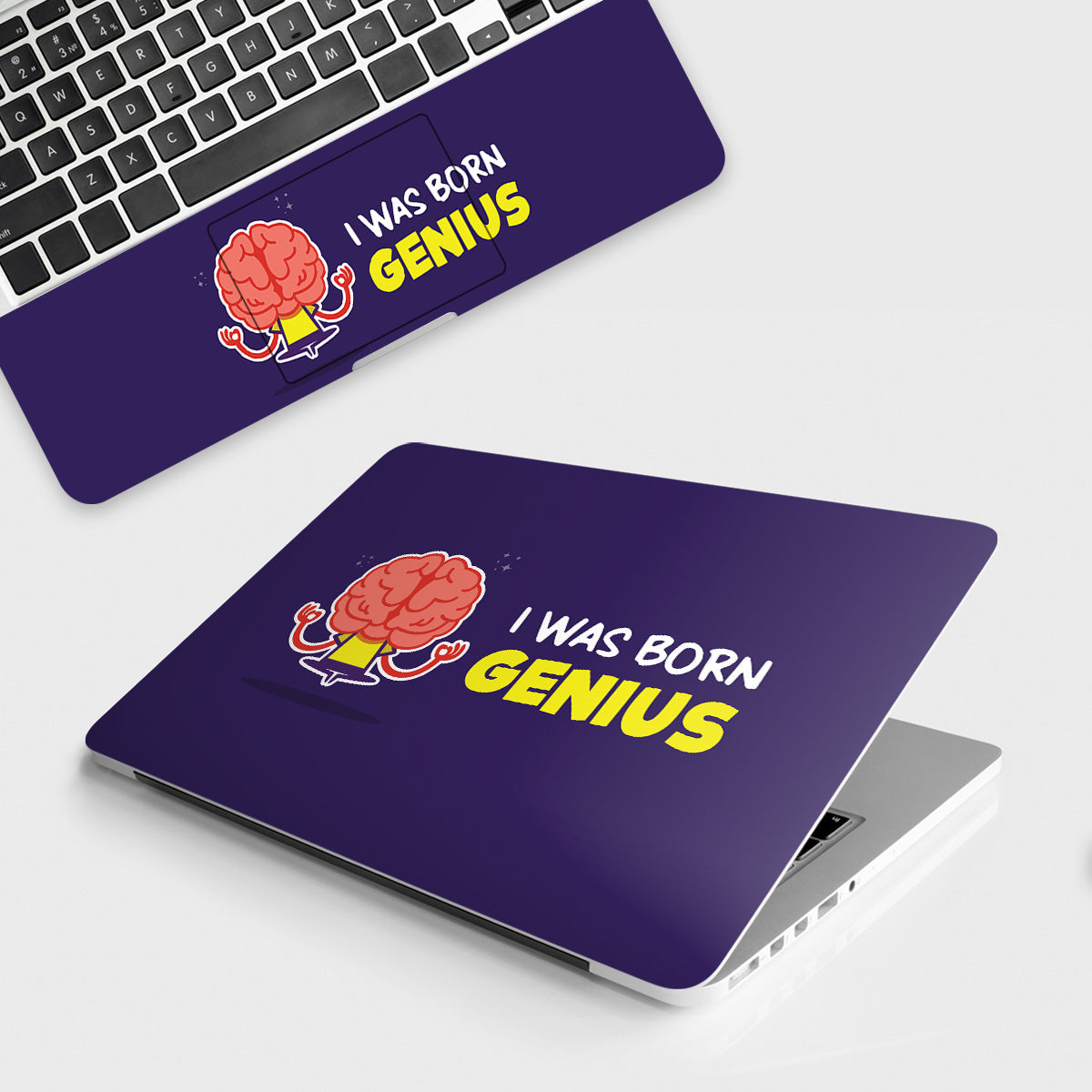 Celebrate Genius with 'I Was Born Genius' Laptop Skin - Inspiring and ...