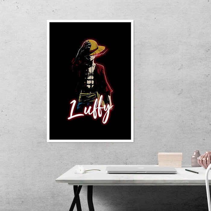 Luffy in Black Background One Piece Anime Poster - Exclusive Anime Wall Art