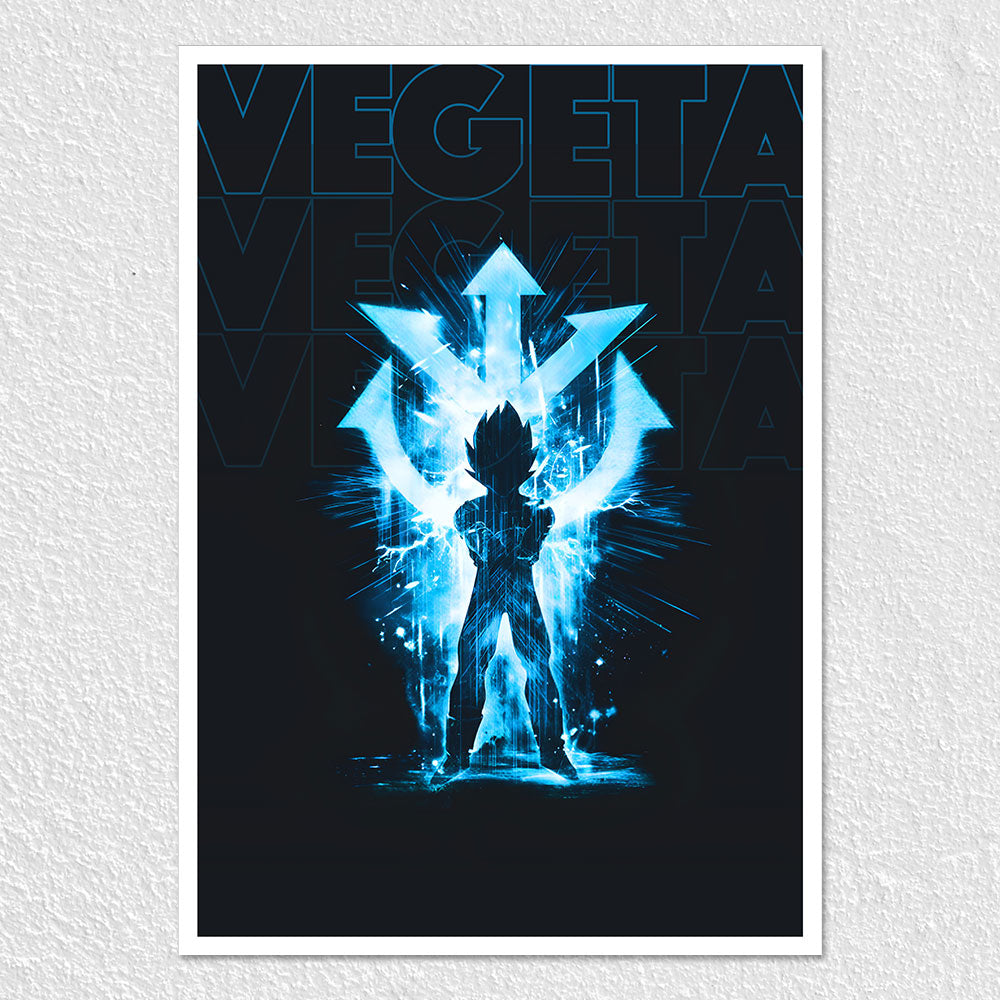 Vegeta in Electric Blue DBZ Anime Poster - Exclusive Anime Wall Art