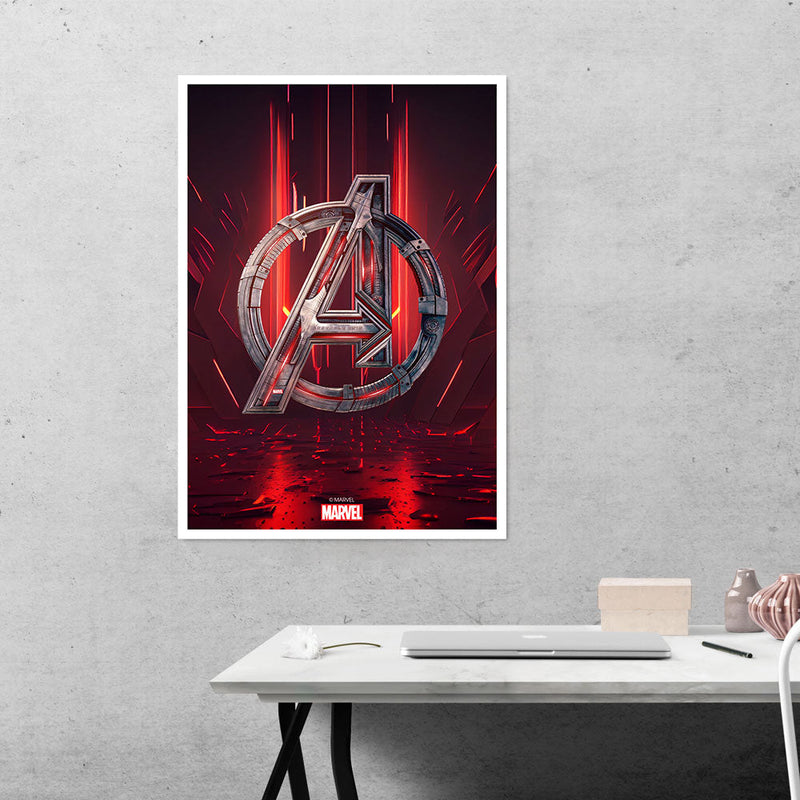 Avengers Logo Red - Emblem of Heroes Poster