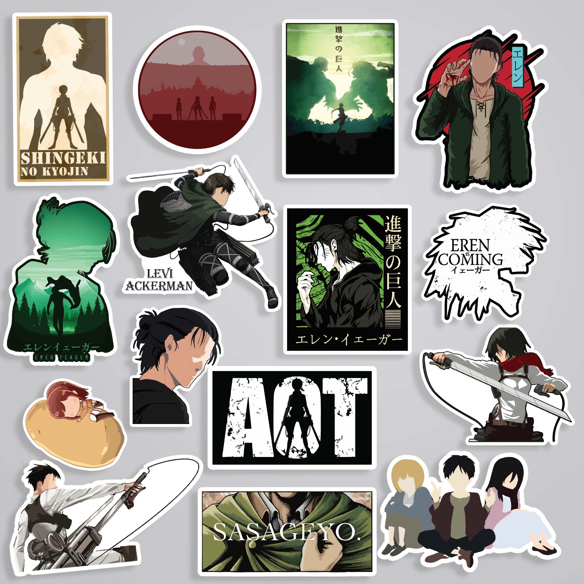 Pack of 15 Attack On Titan Stickers - Shop Now
