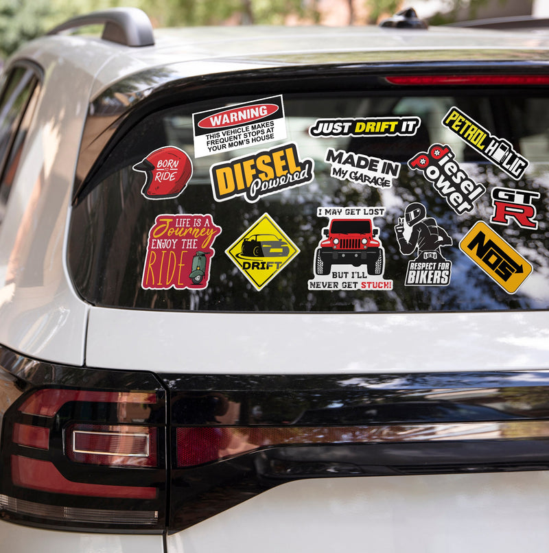 Rev Up Your Style with Cars & Bikes Stickers Pack 1 - 15 Dynamic Decals ...