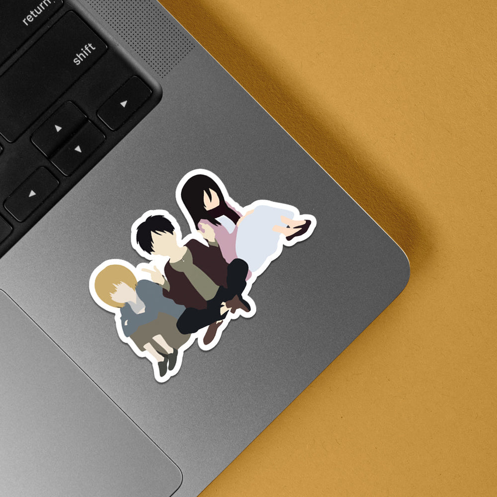 Armin, Eren, and Mikasa AOT Sticker - Unite the Heroes of Attack on Titan
