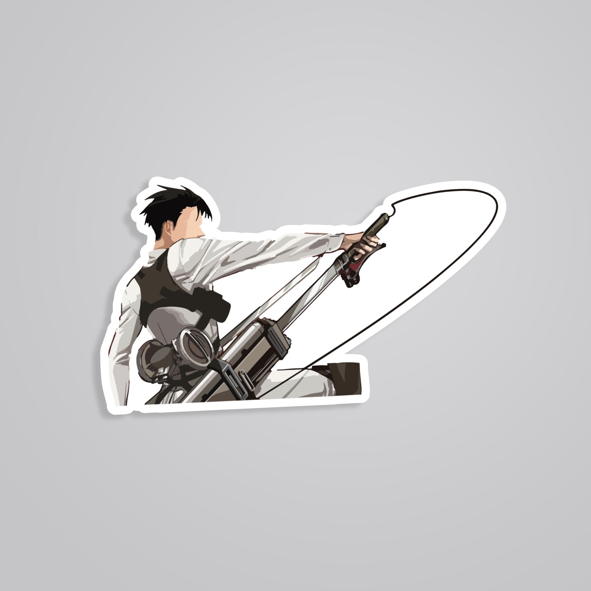AOT Levi in Action Sticker - Unleash the Fury of Humanity's Strongest ...