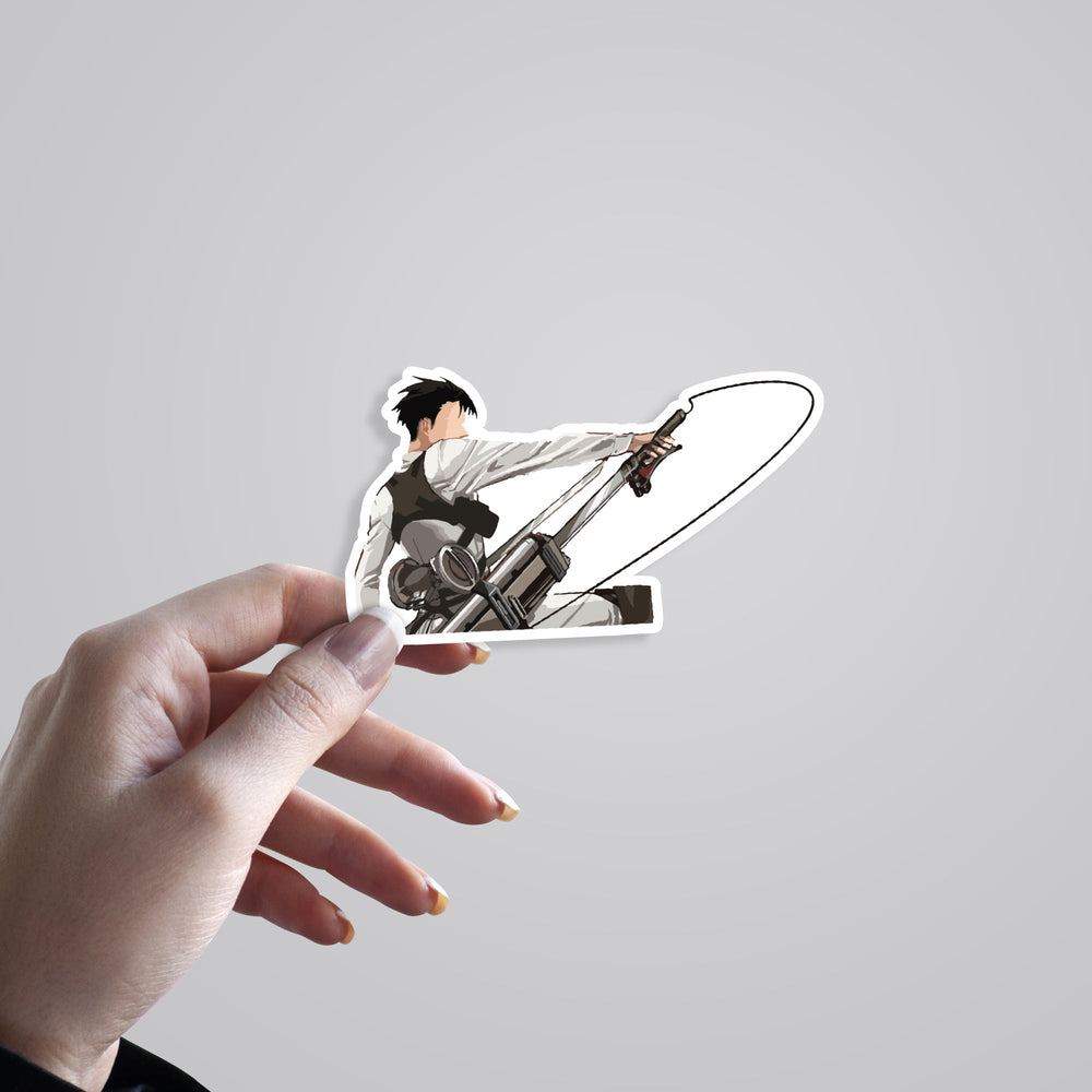AOT Levi in Action Sticker - Unleash the Fury of Humanity's Strongest ...