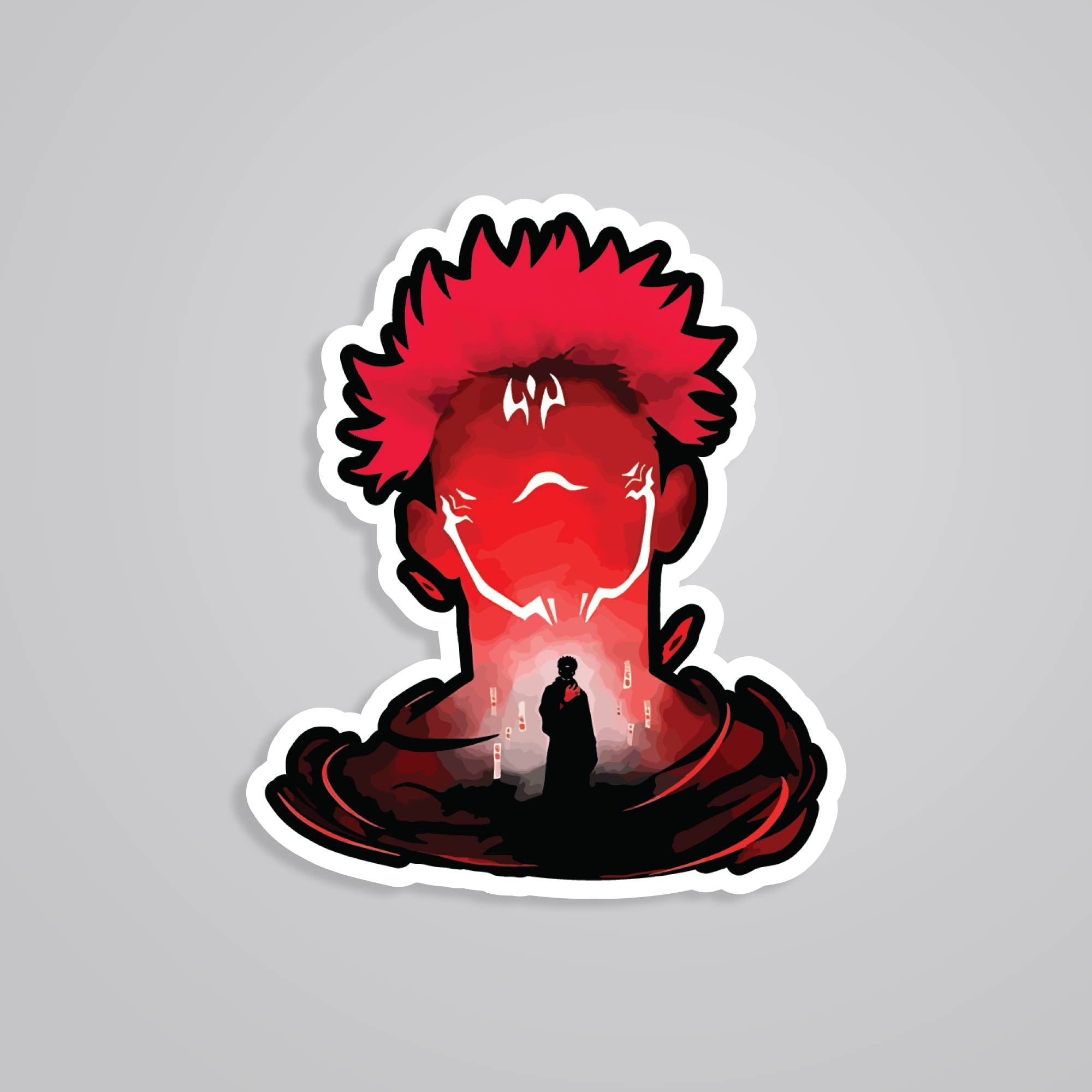 Red Sukuna Silhouette Anime Stickers - Decorate Your Accessories