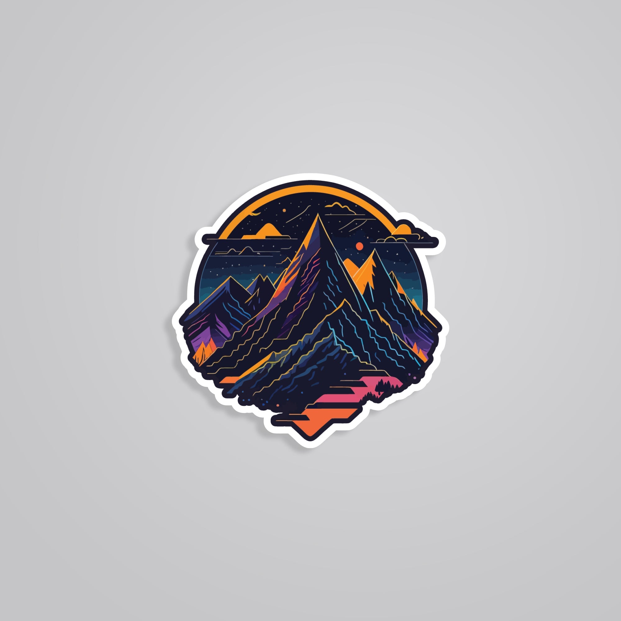 Radiant Mountainscape Sticker - Nature's Majesty in a Stunning Decal