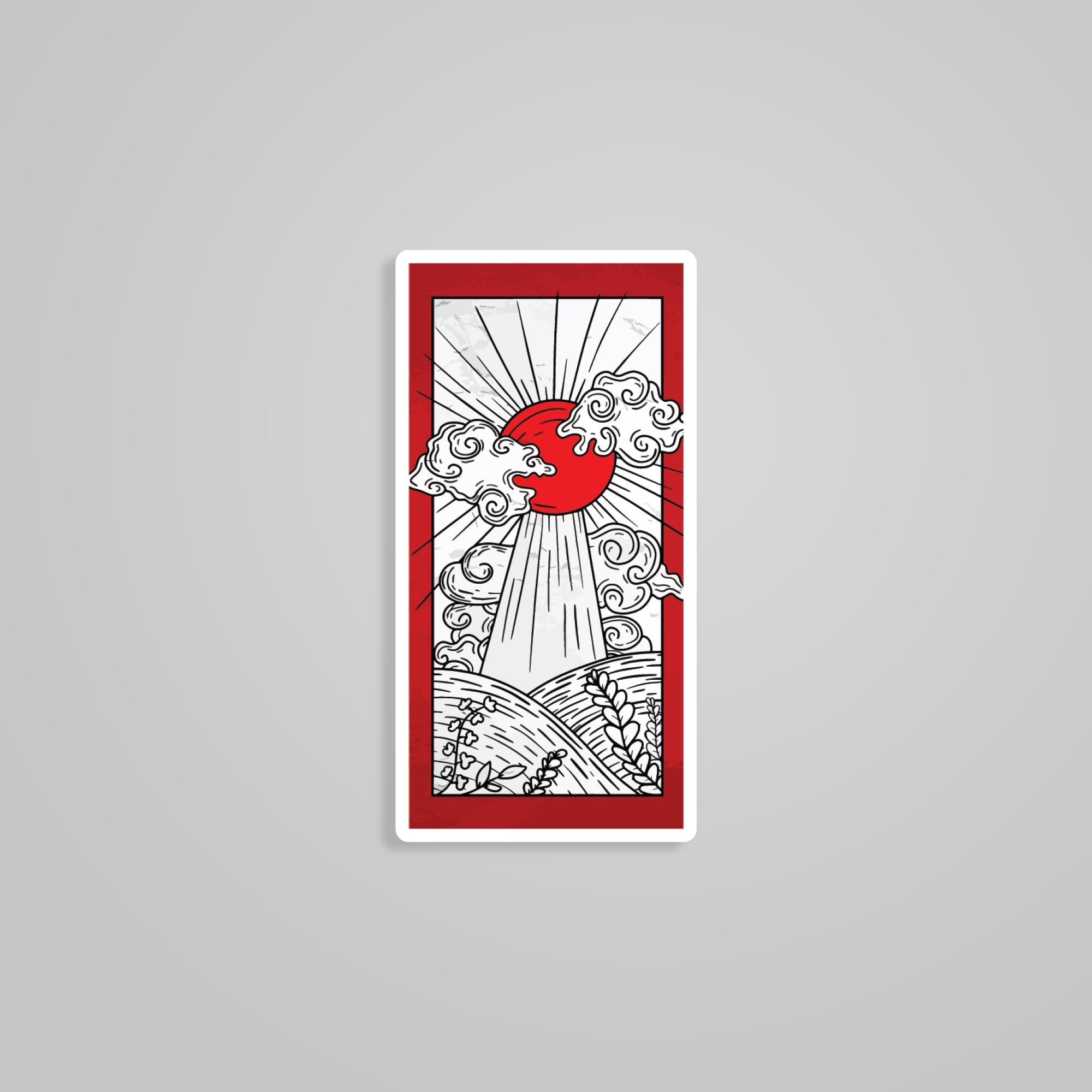 Red Moon Art Sticker - Mystical Elegance for Every Surface