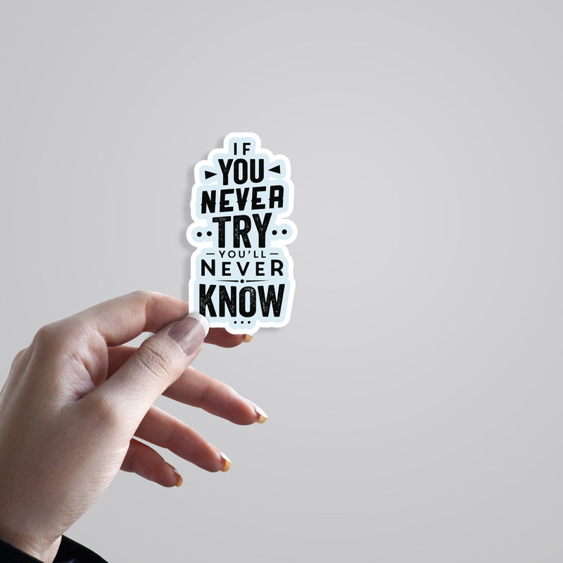 If You Never Try You'll Never Know Motivational Sticker - Inspire Daily ...