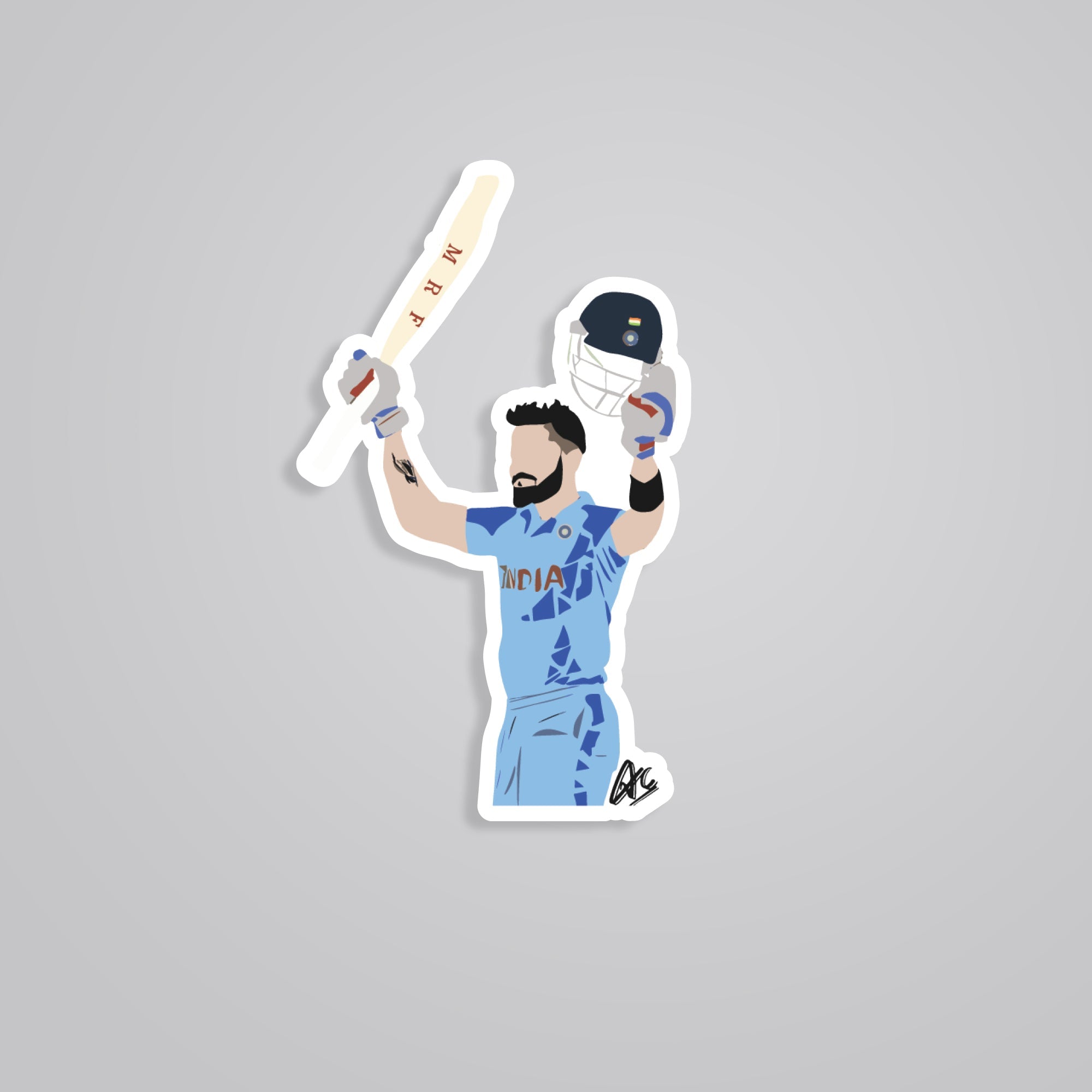 Kohli Minimalist Sports Sticker - Elegant Tribute to Cricket Greatness
